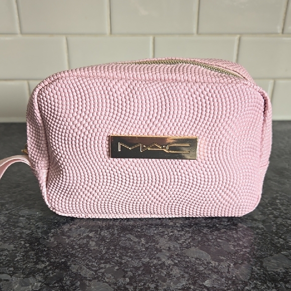 MAC Cosmetics | Bags | Mac Cosmetics Pink Textured Zipper Closure Bag ...